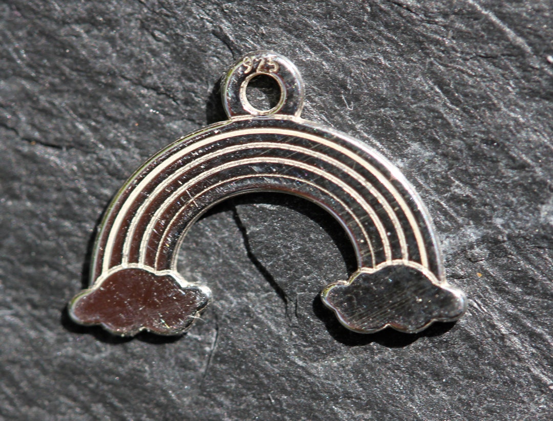 Sterling Silver Rainbow With Clouds Pendant/charm 13.2x9.3mm - Etsy UK