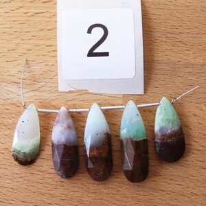 AA Bi Colour Chrysoprase aka. Boulder Chrysoprase Long Drops Split Into ...
