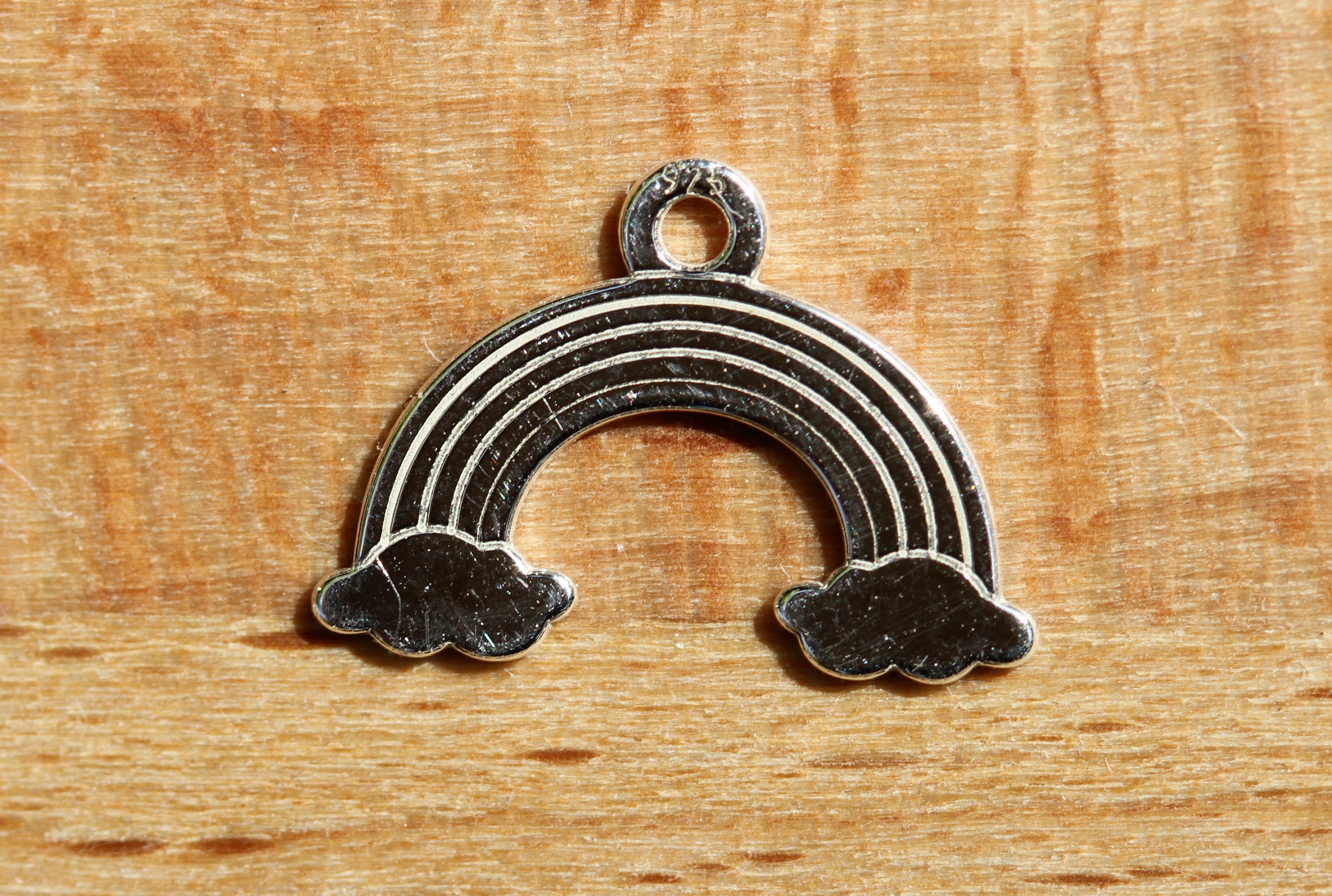 Sterling Silver Rainbow with Clouds Pendant/Charm 13.2x9.3mm | Etsy