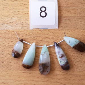 AA Bi Colour Chrysoprase aka. Boulder Chrysoprase Long Drops Split Into ...