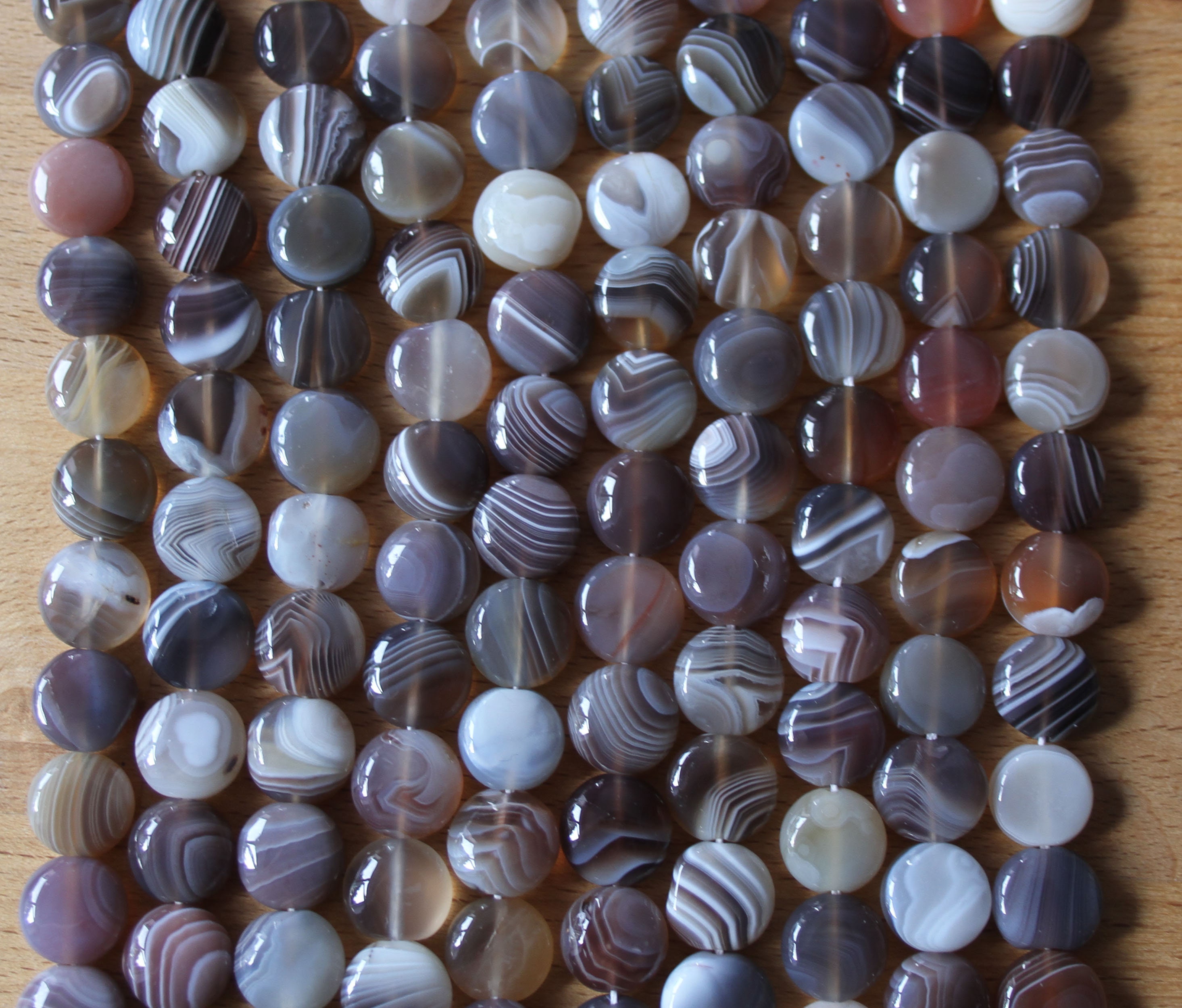 AAA Natural Botswana Agate 10x10x5mm Flat Round Beads Full | Etsy