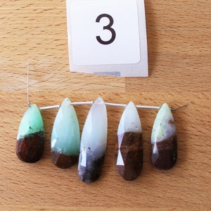 AA Bi Colour Chrysoprase aka. Boulder Chrysoprase Long Drops Split Into ...