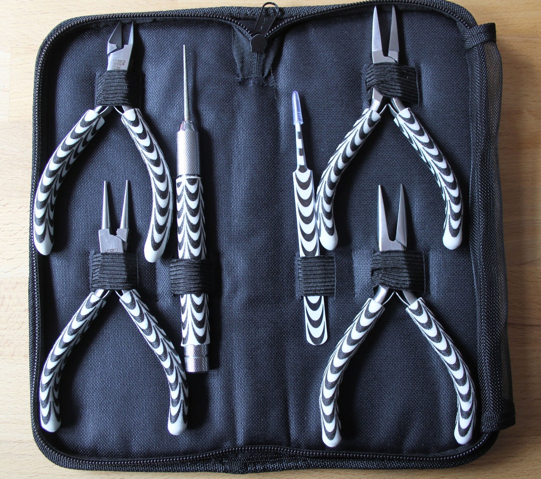 Beadsmith Zebra Line Tool Kit: 6-piece Pliers, Tweezers & Reamer Set - Etsy