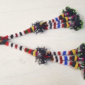 Antique Traditional Kuchi Beaded Tassels Beadwork Wedding Earrings ...