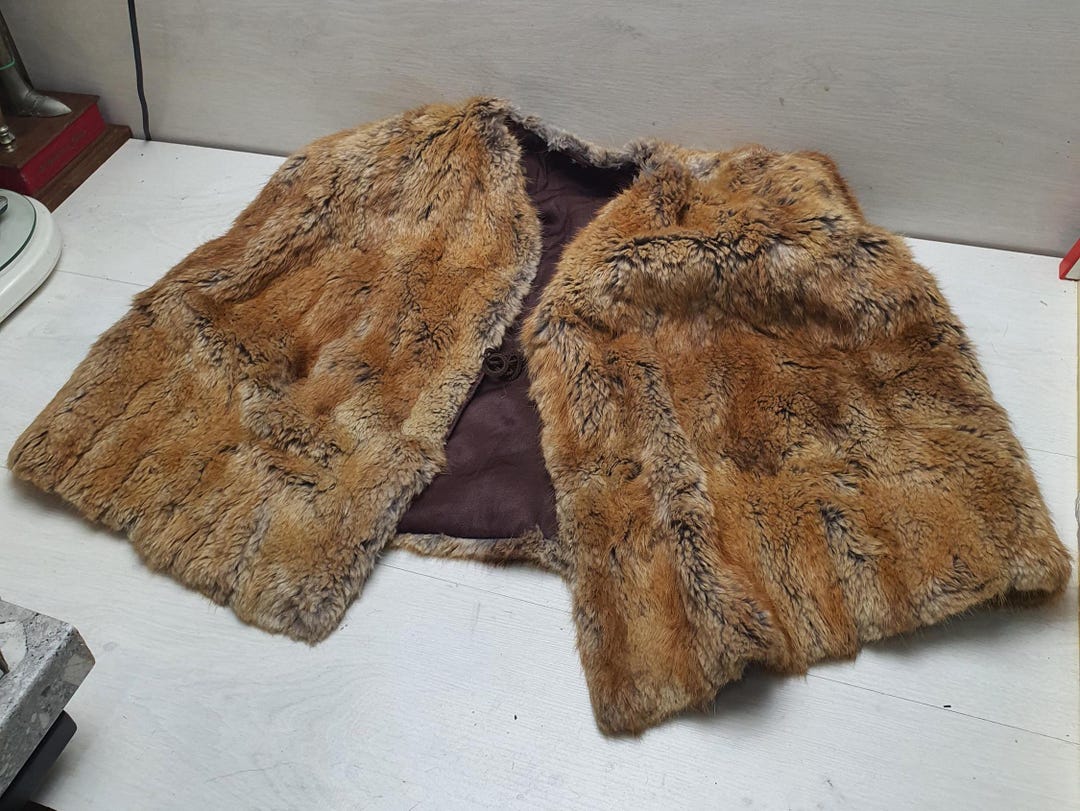 Vintage Fox Fur Scarf Drape Stole Wrap Collar Shawl Neck Warmer Tippet ...