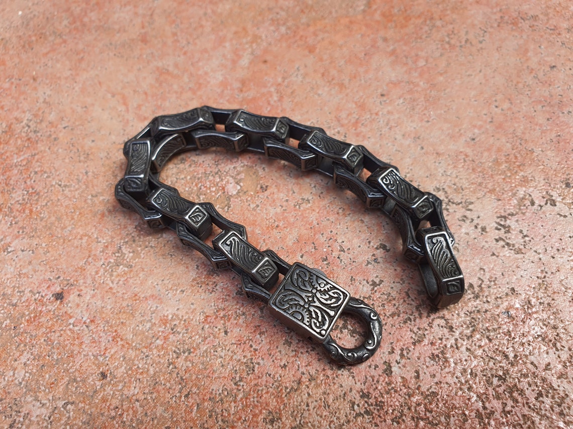 Vintage Collectible Handmade Heavy Metal Carved Mechanic Bracelet Heavy ...