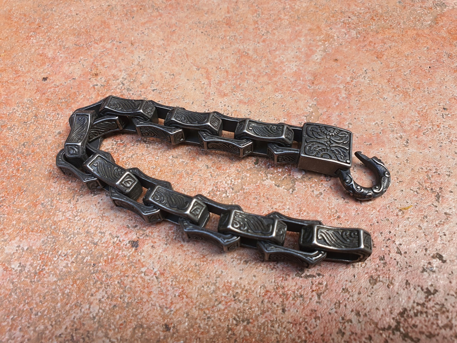 Vintage Collectible Handmade Heavy Metal Carved Mechanic Bracelet Heavy ...
