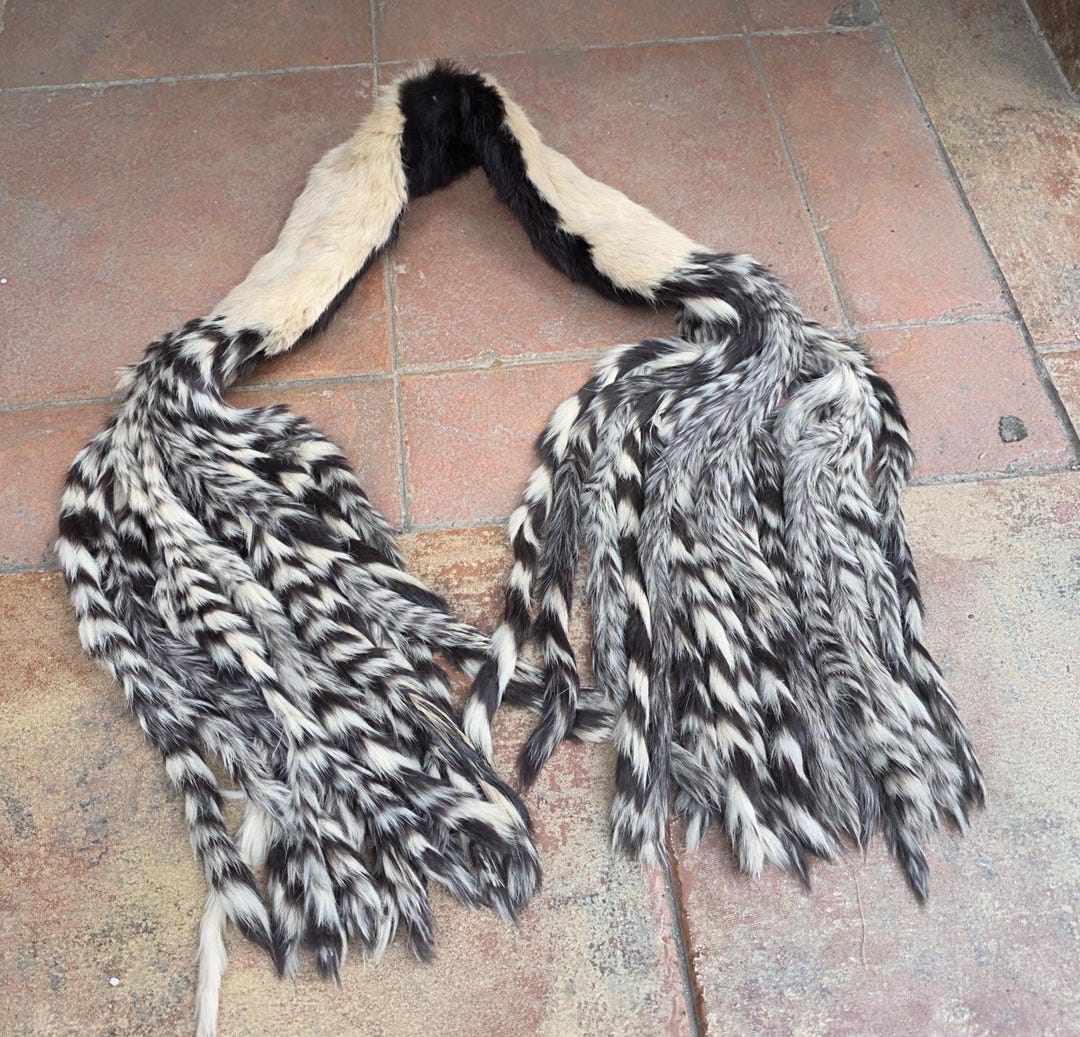 Vintage Fox Fur Scarf Drape Stole – Natural Animal Leather Wrap (c ...