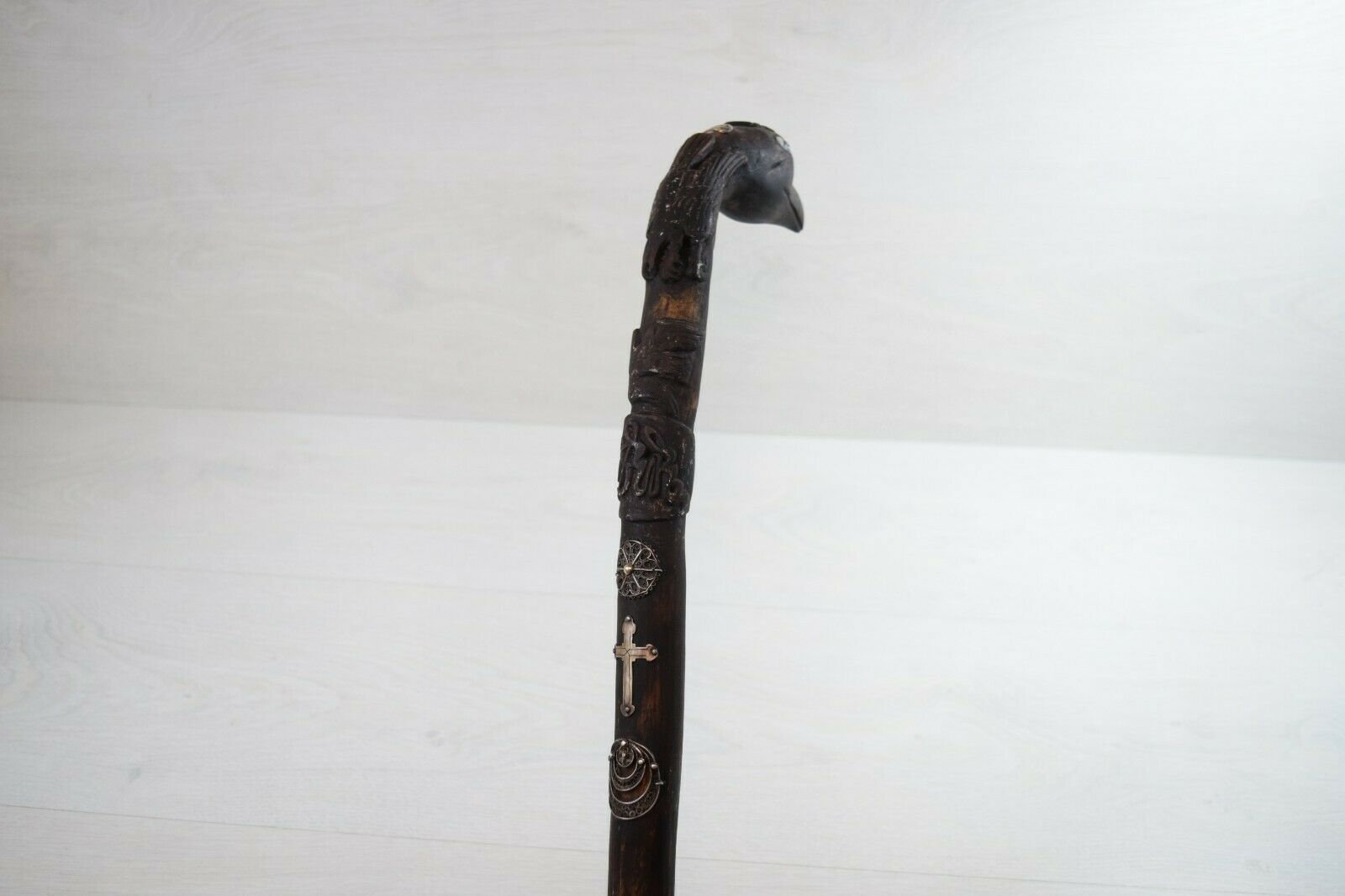 Antique Handmade Masonic Walking Stick Cane Christian Silver Ornaments ...