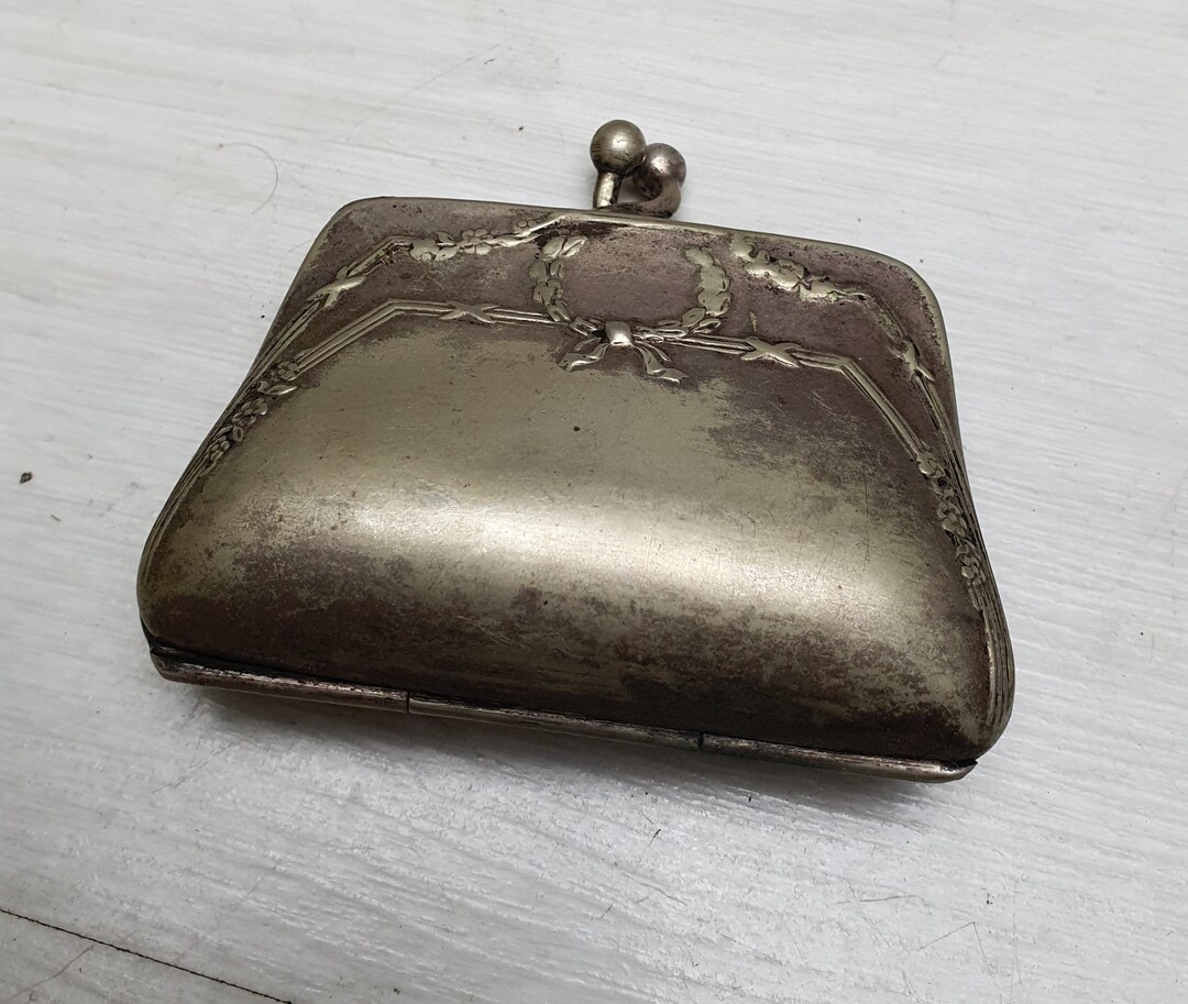 Vintage Silver Plated Small Metal Purse Wallet Womens 1900's Retro ...