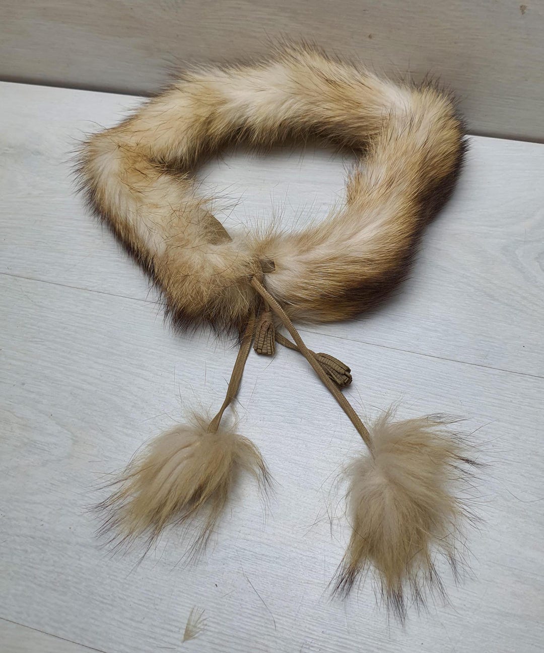 Vintage Fox Fur Scarf Drape Stole Wrap Collar Shawl Neck Warmer Tippet ...