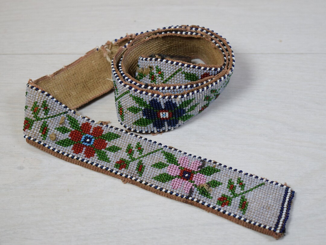 Antique Bulgarian WWI POW Beaded Handmade Beadwork Belt Beads Prisoners ...
