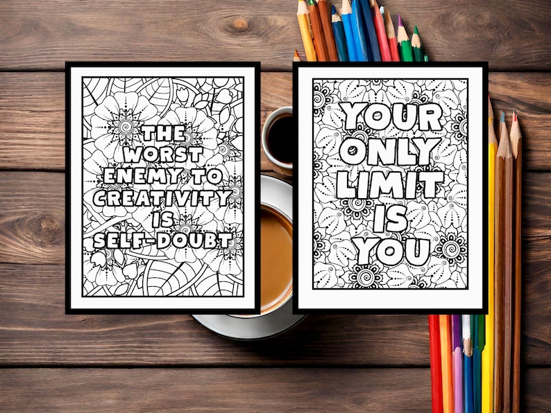 25 Coloring Pages | Positive Quotes Adult Coloring Book | Digital ...