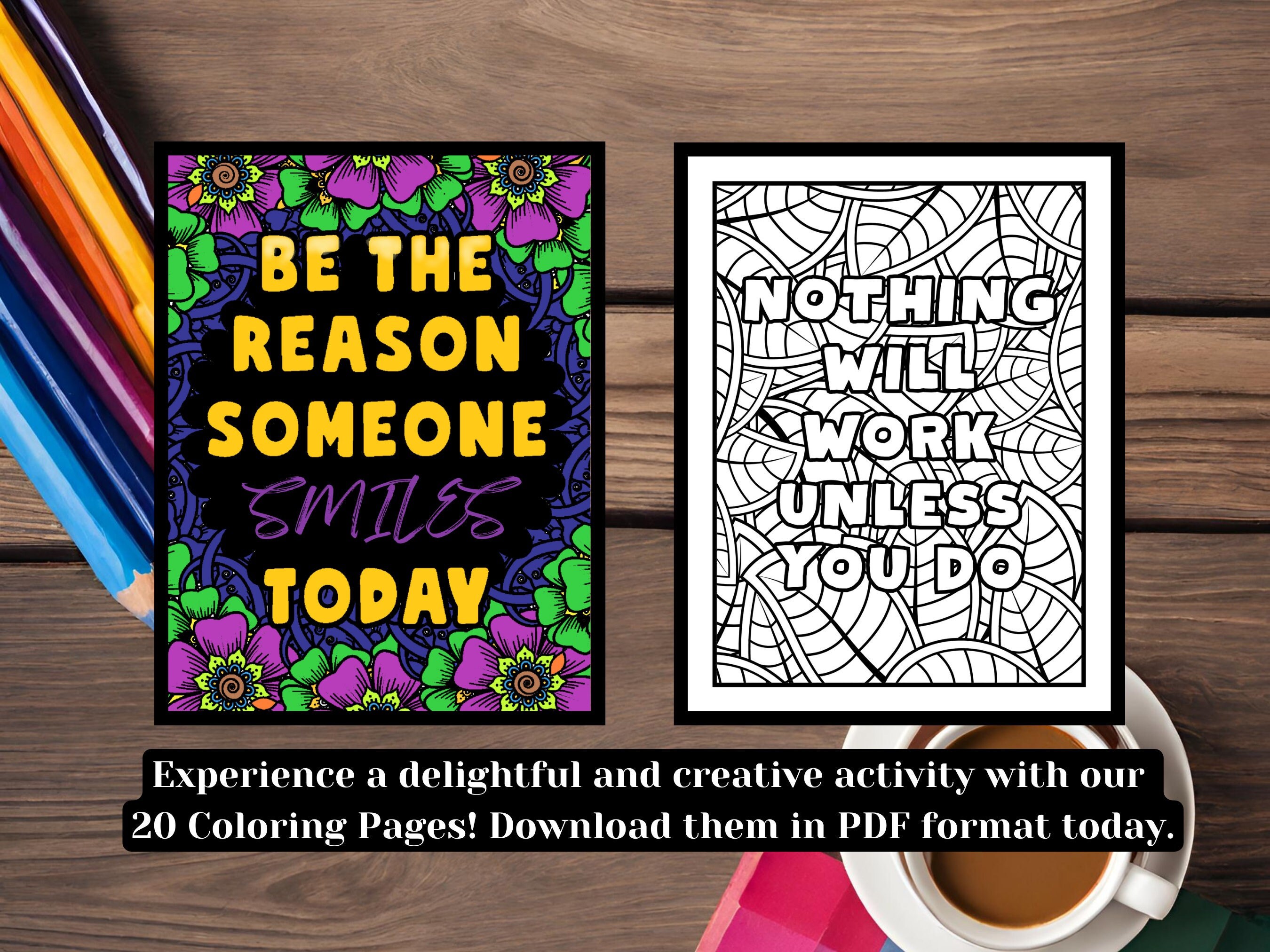 20 Coloring Pages | Inspirational Positive Quotes | PDF Digital Instant ...