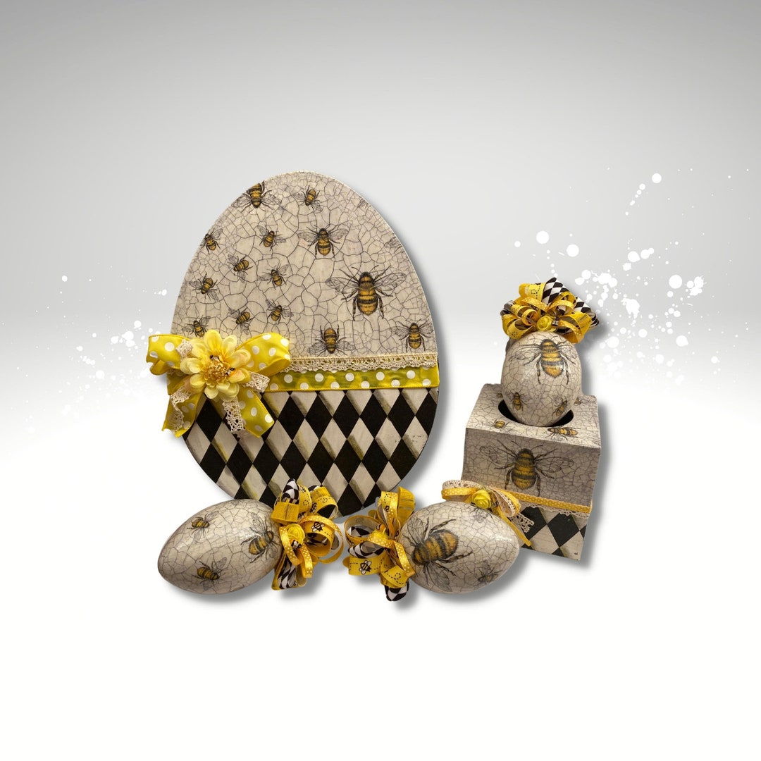 Rustic Bee Tissue Holder, Easter Bumble Bee Eggs, Bathroom Decorations ...