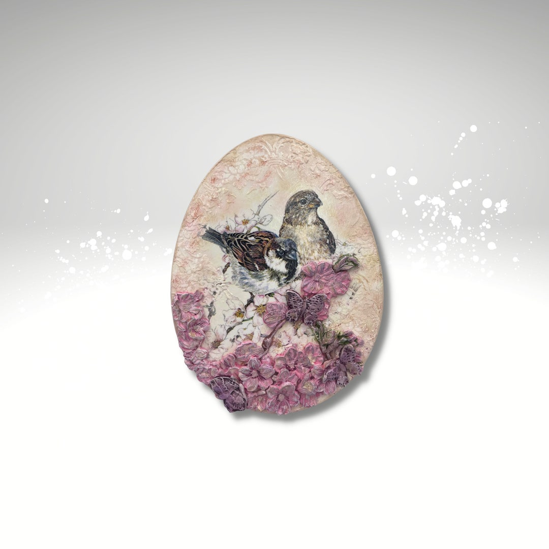 Bird Easter Egg Sign, Romantic Academia Room Decor, Spring Flowers ...