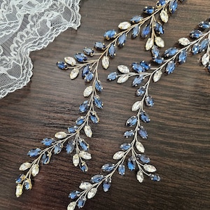 Navy Blue Bridal Hair Vine With Navy Blue Crystals Emerald Gnavy Blue ...