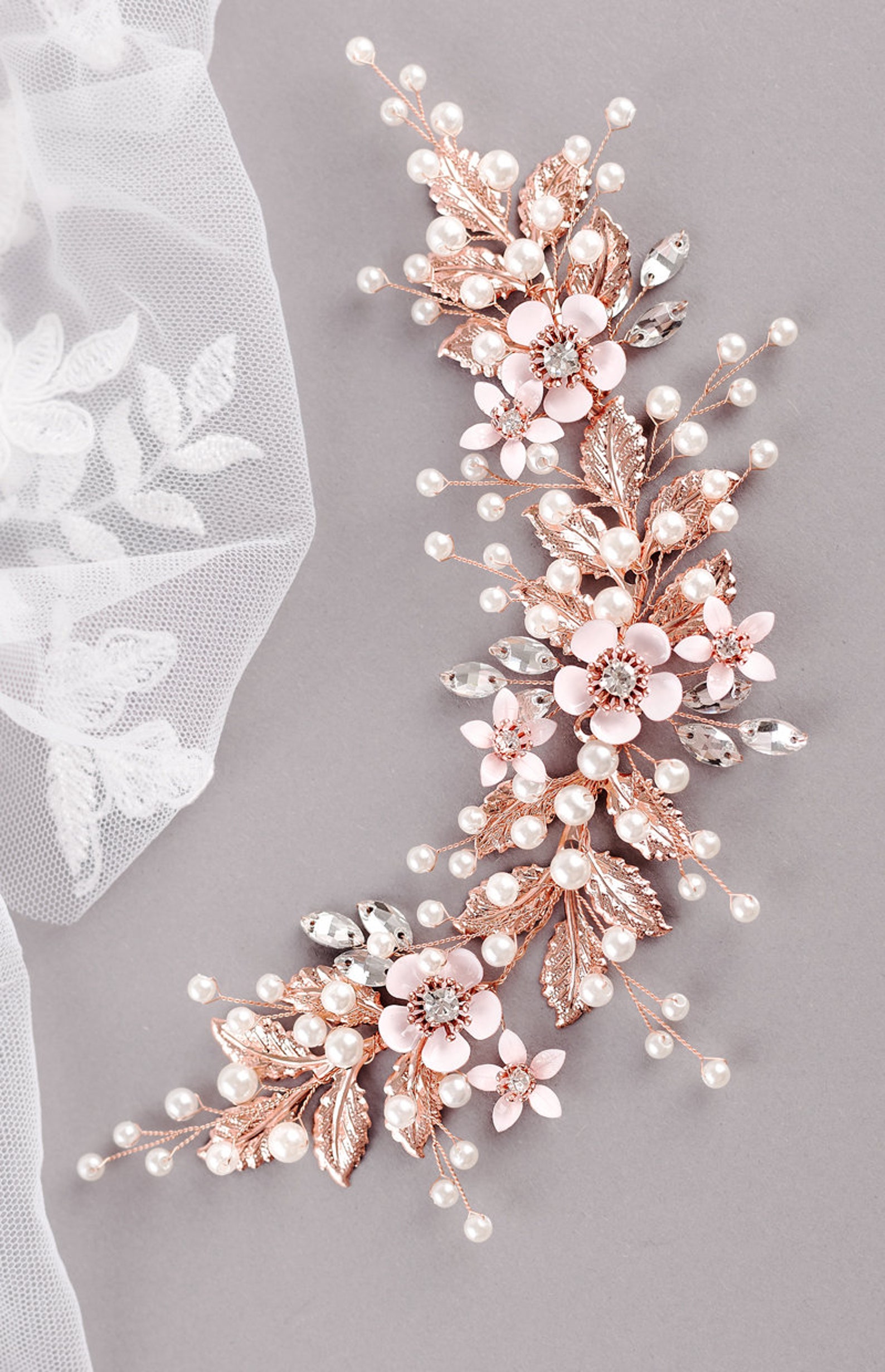 Rose Gold Wedding Hair Accessories Blush Bridal Hair Piece - Etsy