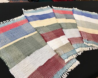 Blue Homespun Placemats, 6 Rag Quilt Placemats, Table Mats, Rag ...