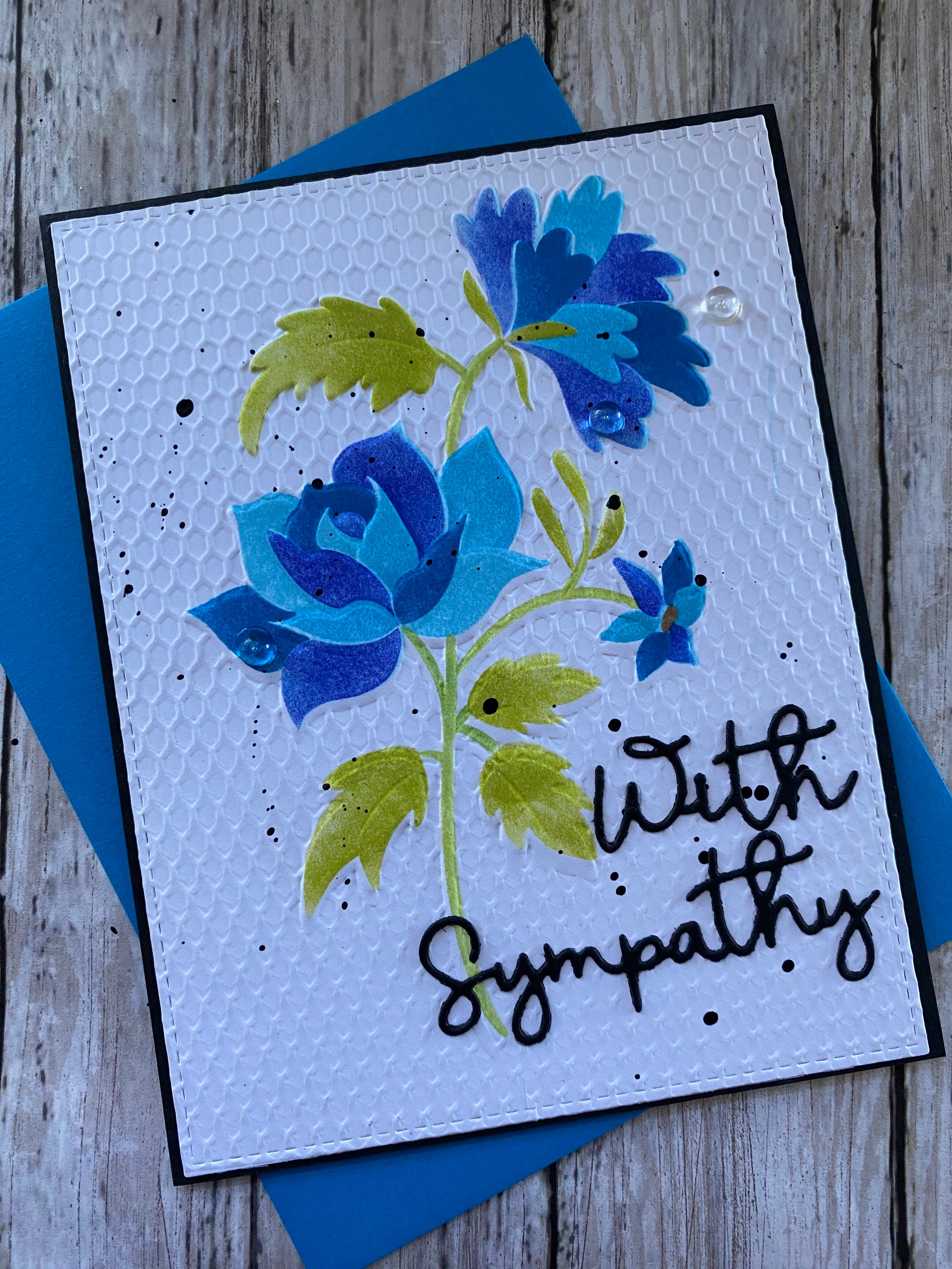 Blue Floral Sympathy Card- Handmade Sympathy Card- Handmade Greeting ...