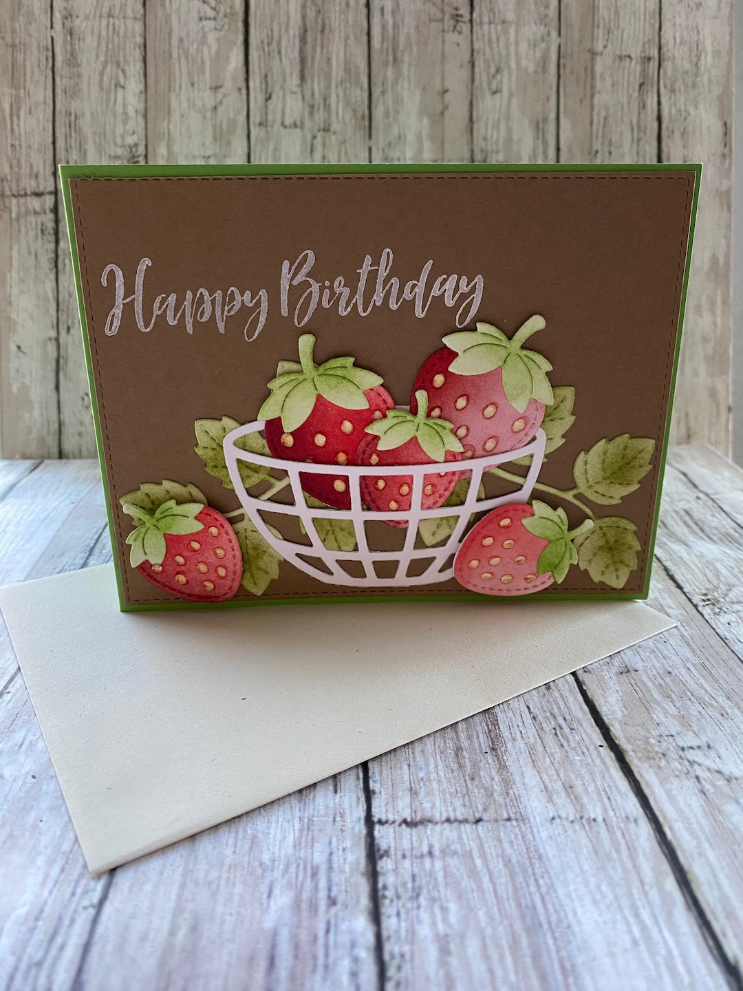Strawberry Birthday Card- Happy Birthday Card- Happy Birthday Greeting ...