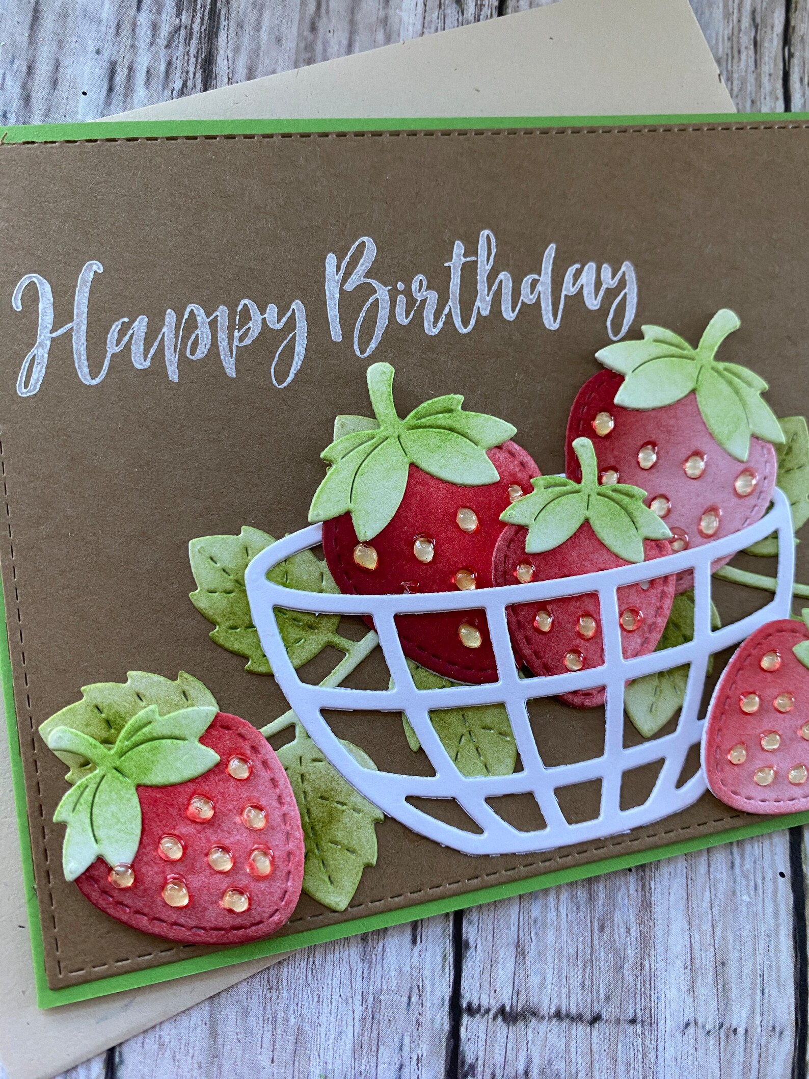 Strawberry Birthday Card- Happy Birthday Card- Happy Birthday Greeting ...