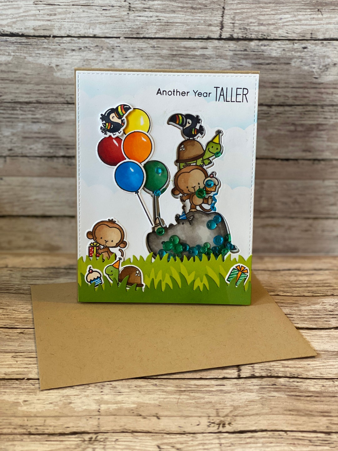 Handmade Jungle Animal Birthday Shaker Card - Etsy
