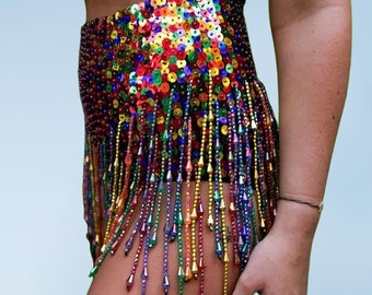 Silver Sequin Booty Shorts for Women With Beads. Perfect Festival ...