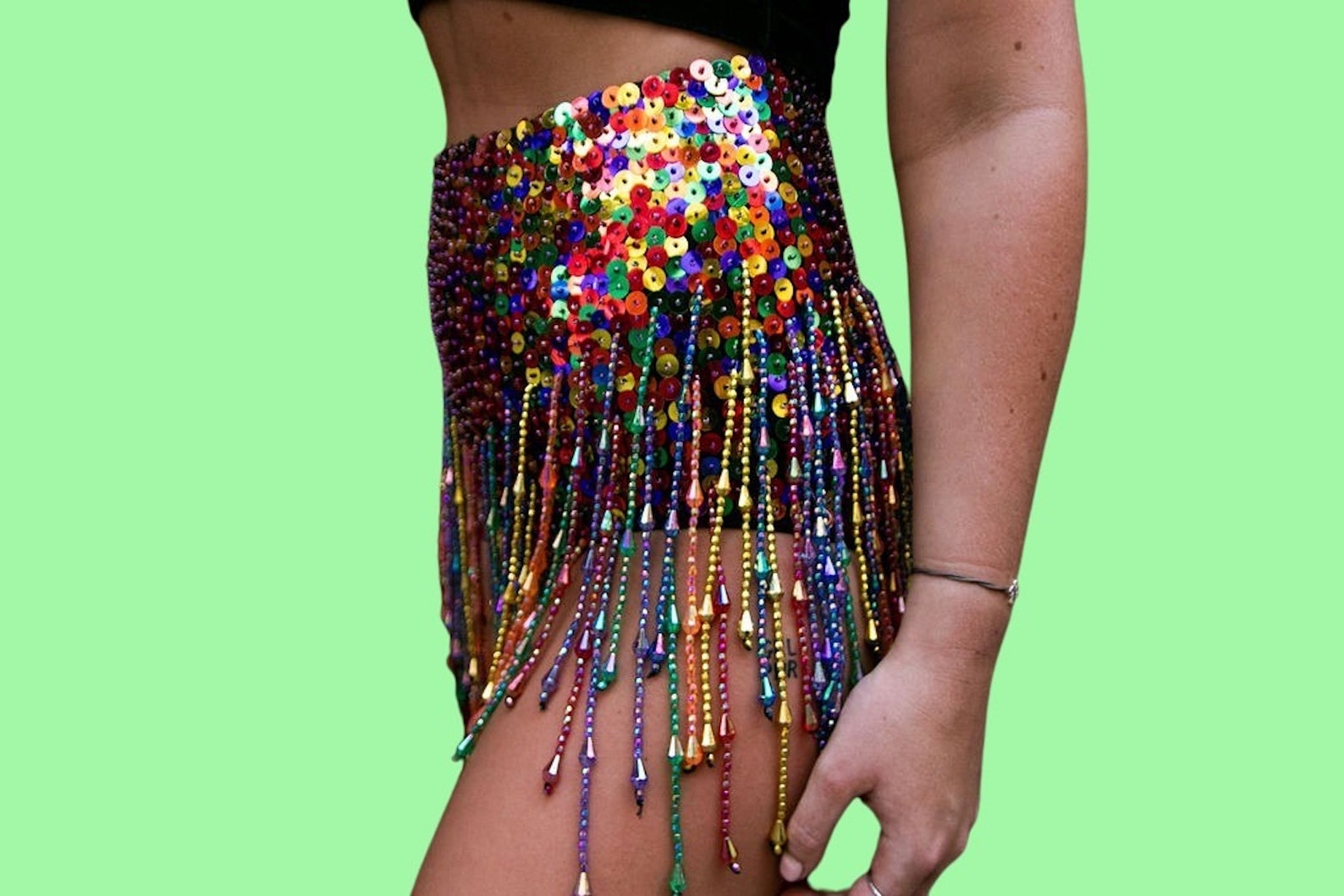 Rainbow Sequin Festival Shorts With Beaded Fringe for Women - Etsy