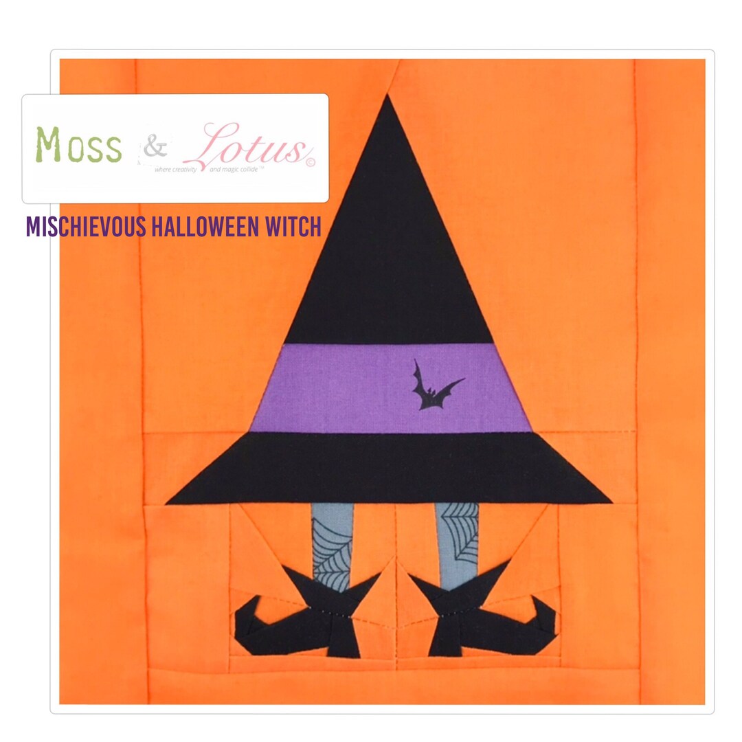 MISCHIEVOUS HALLOWEEN WITCH Quilt Block {no. - 19} | Pdf Pattern ...