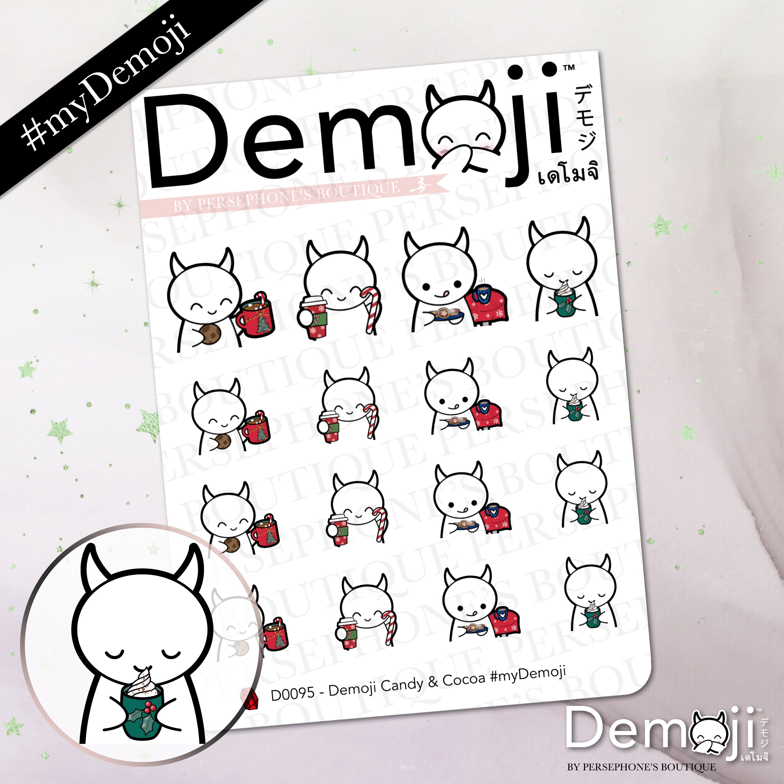 Candy & Cocoa Cute Demon Enjoying Warm Brew Hot Chocolate Sticker Sheet ...