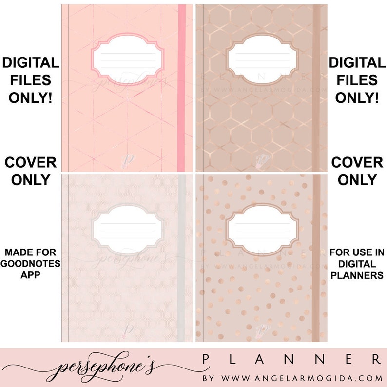 Patterned Goodnotes Digital Planner Journal Notebook Covers, 4 Designs ...