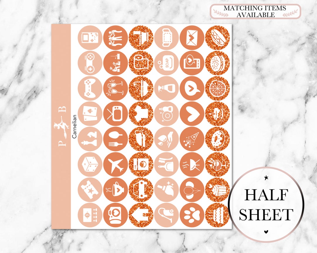 Everyday Icons in Carnelian for Planners, Journals, Scrapbook, Memory ...