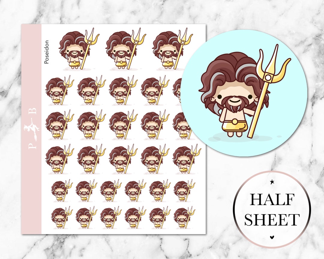 Poseidon Greek God Stickers | Planners | Book of Shadows | Journals ...