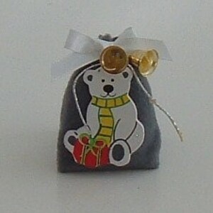 Grey Miniature Christmas Gift Sack With White Polar Bear - Etsy