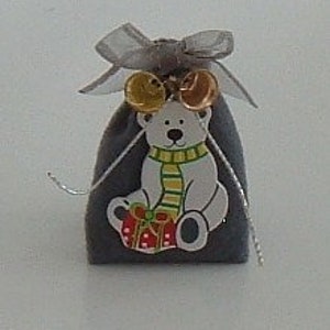 Grey Miniature Christmas Gift Sack With White Polar Bear - Etsy