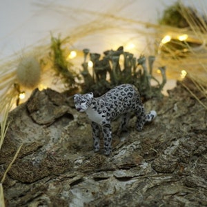 Miniature Snow Leopard, Snow Leopard Figurine, Clay Snow Leopard, Clay ...