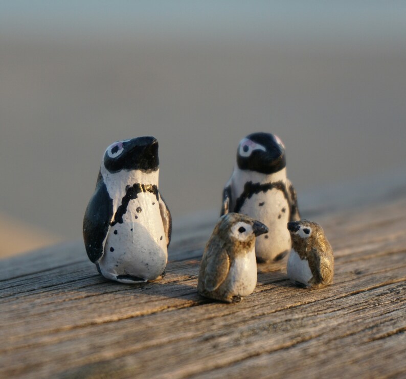 African Penguin Family Miniature Penguin Clay Penguin Tiny - Etsy