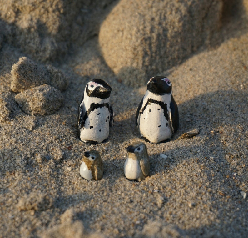 African Penguin Family Miniature Penguin Clay Penguin Tiny - Etsy