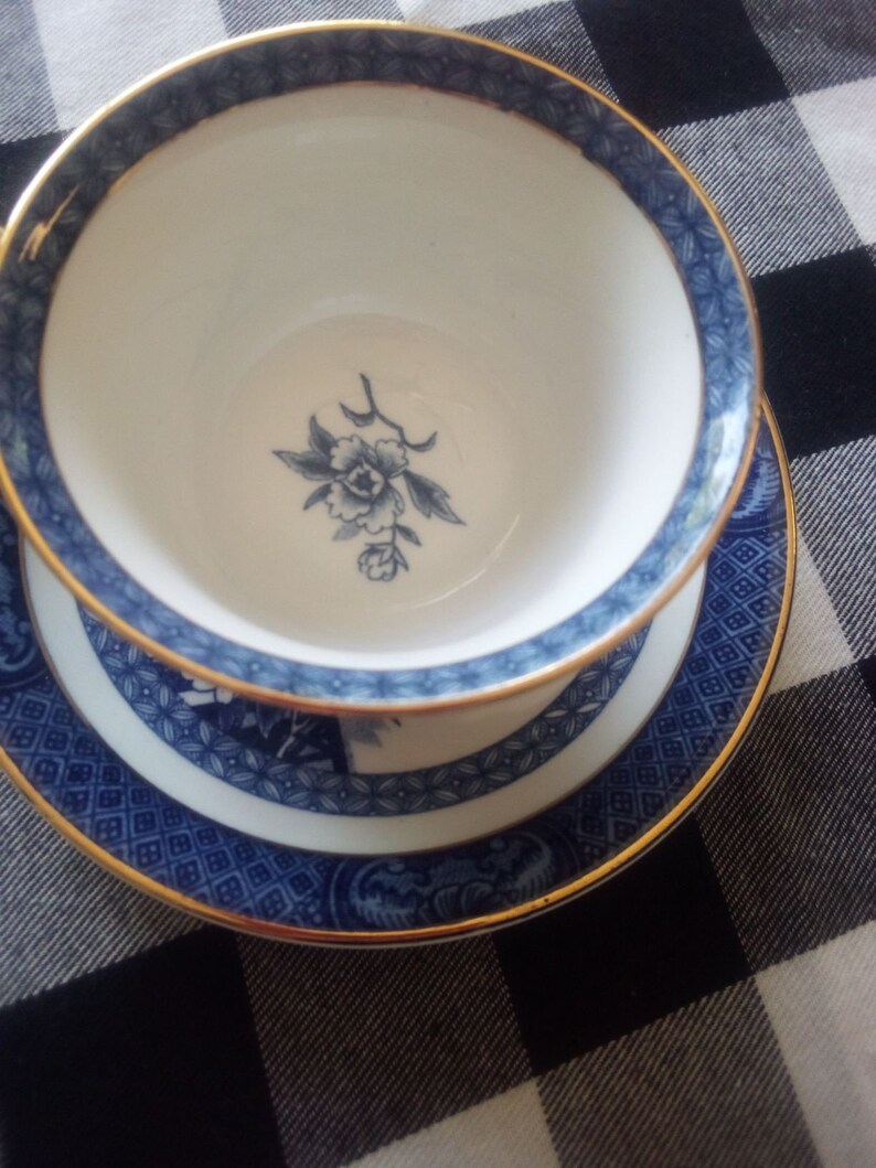 Delicate Ironstone Ware Teacup and Saucer Made in Occupied Japan Blue ...