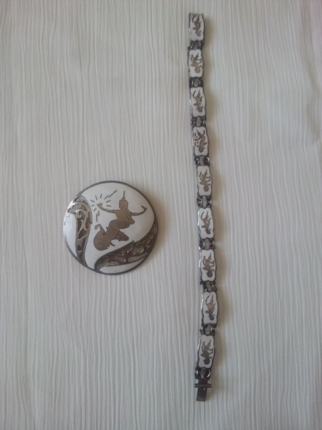 Vintage Siam Sterling Silver White Enamel Hindu Deity God-goddess ...