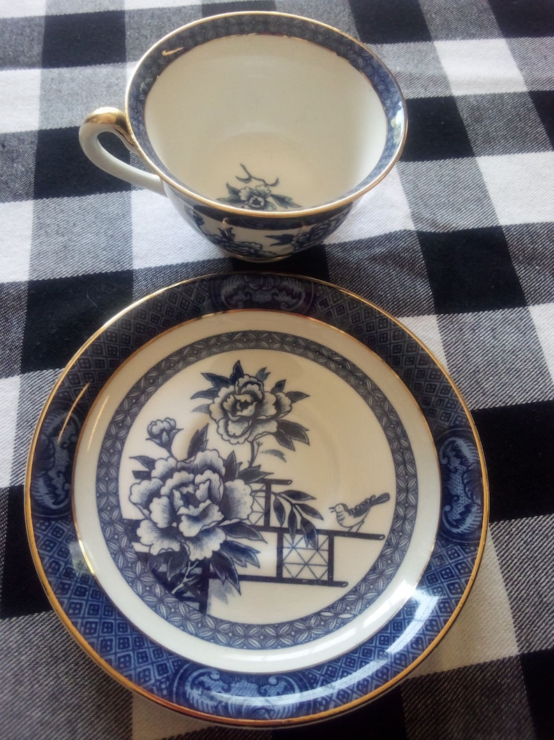 Delicate Ironstone Ware Teacup and Saucer Made in Occupied Japan Blue ...
