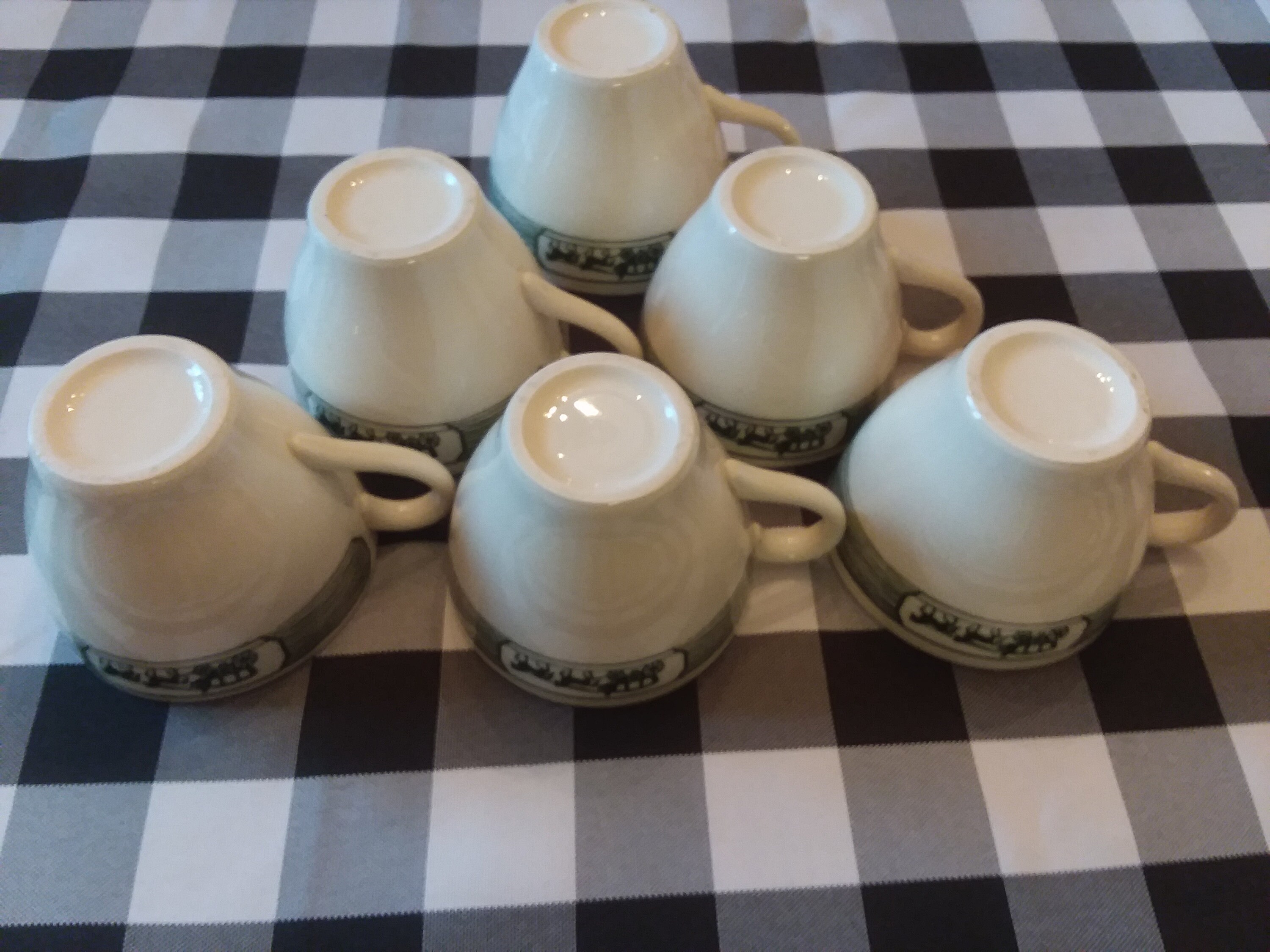 Vintage Scio Pottery, Olde Orleans Set of 6 Teacups, Green Horse and ...