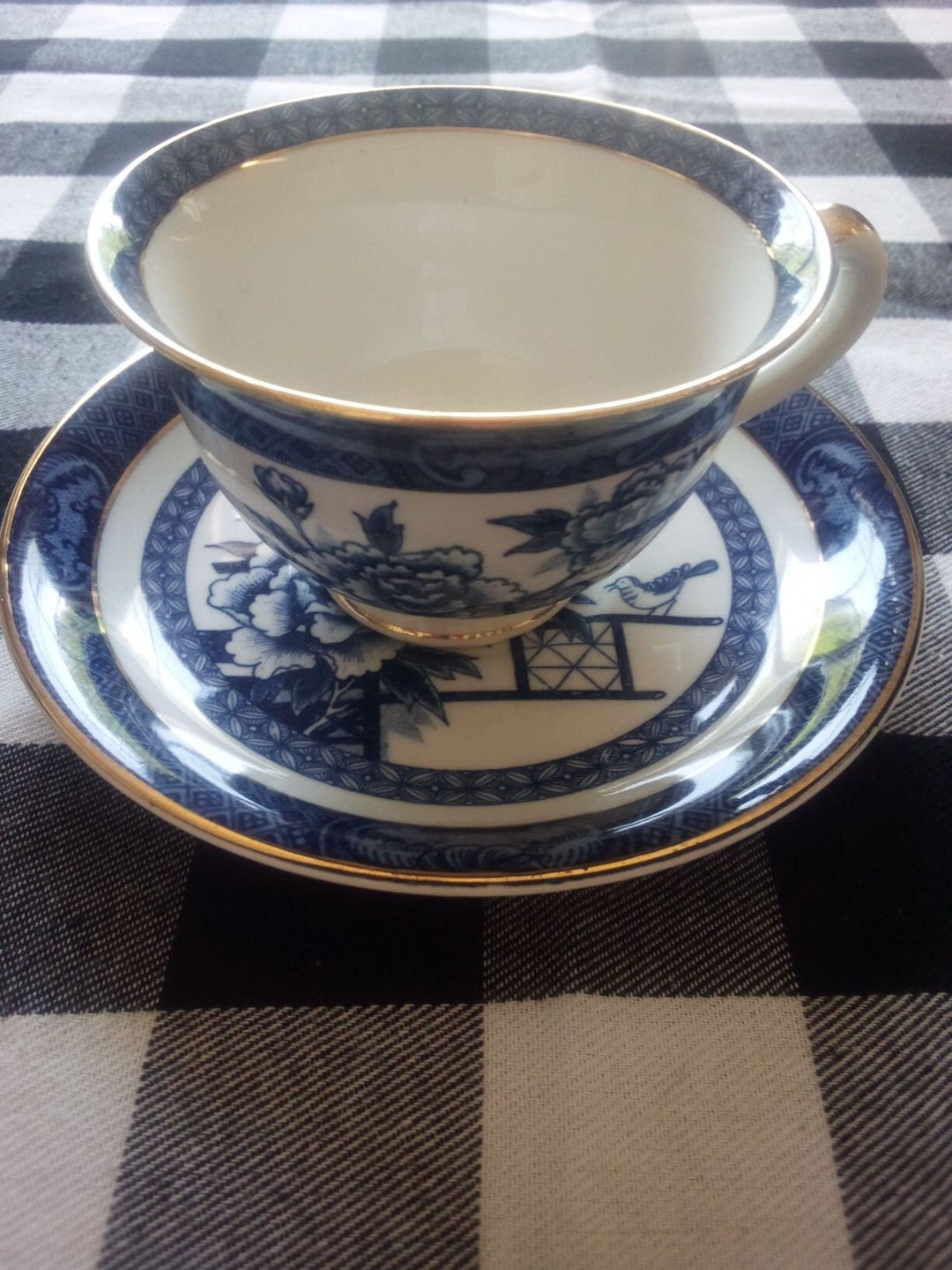 Delicate Ironstone Ware Teacup and Saucer Made in Occupied Japan Blue ...