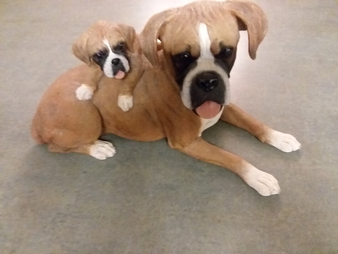 RARE Danbury Mint Boxer Dog Figurine "mommy & Me", Dog Figurine, Good ...