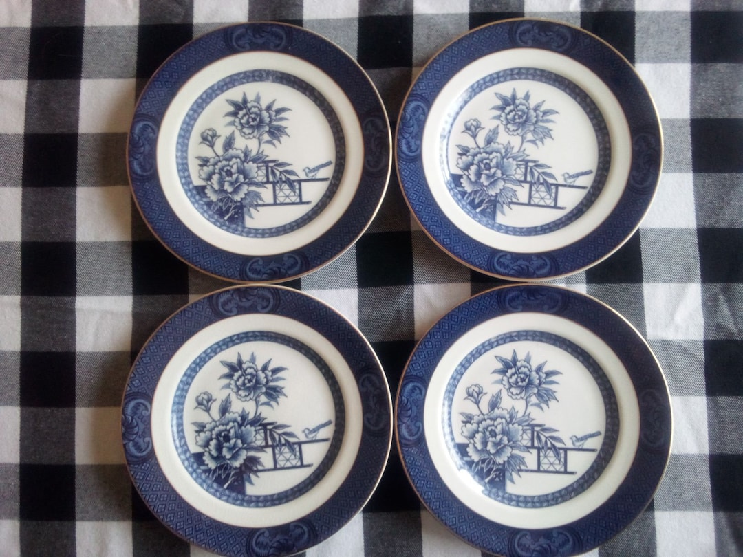 Elegant Ironstone Ware 8 Plates - Made in Occupied Japan, Blue Floral ...