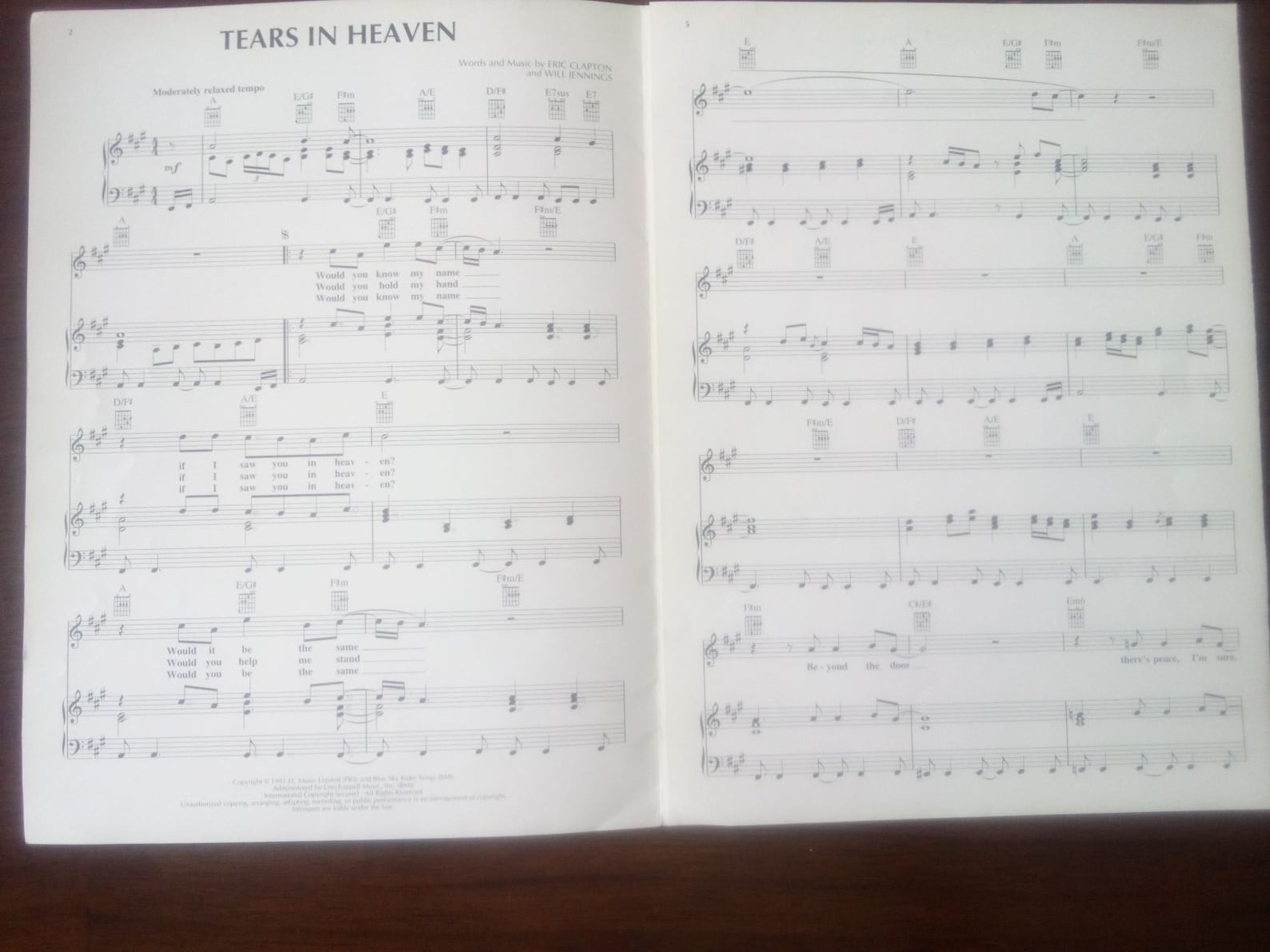 Eric Clapton Tears in Heaven Sheet Music, Piano, Vocal, Guitar, Sheet ...