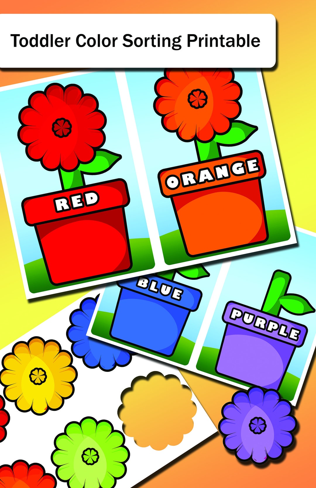 Flower Pot Color Sorting Toddler Preschool Young Child Printable Color ...