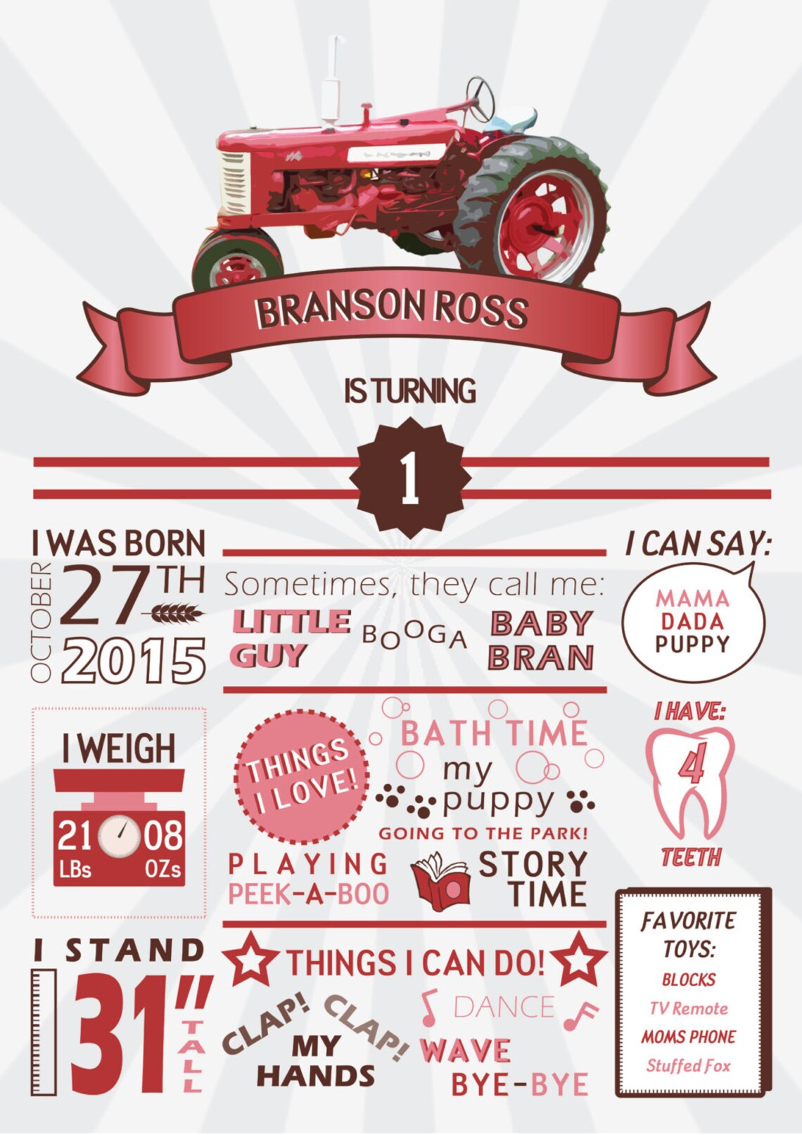 Red IH Red Tractor Themed Milestone Birthday Poster - Etsy