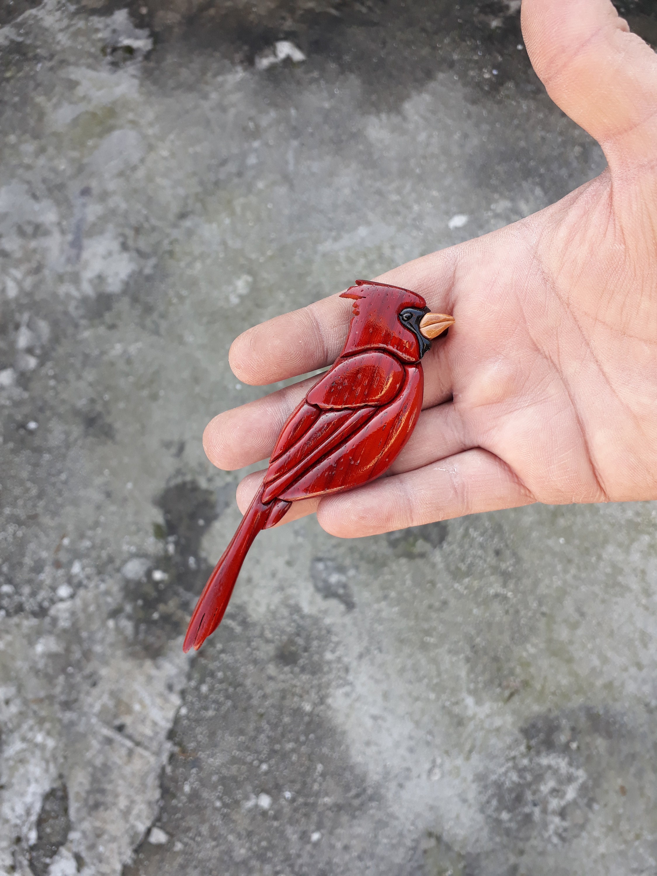 CARDİNAL BİRD, Magnet, Intarsia Wooden Art, Wild Life, Ornament , Wall ...